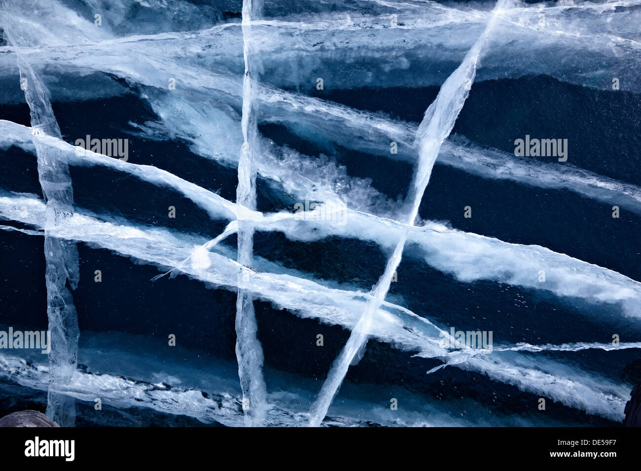 Texture of ice of Baikal lake in Siberia Stock Photo - Alamy
