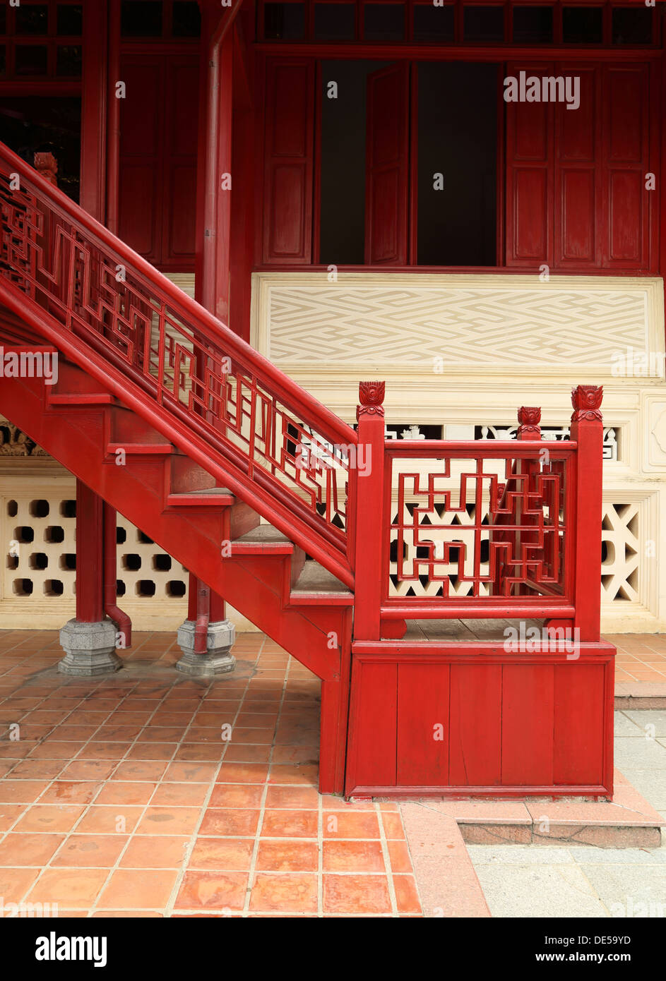 red ladder outdoors, chinese style Stock Photo - Alamy