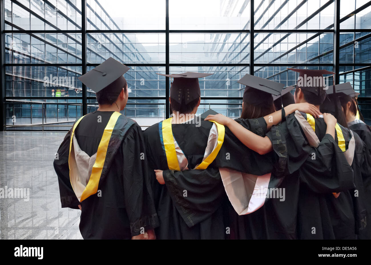 Shot of graduation caps during commencement Stock Photo - Alamy