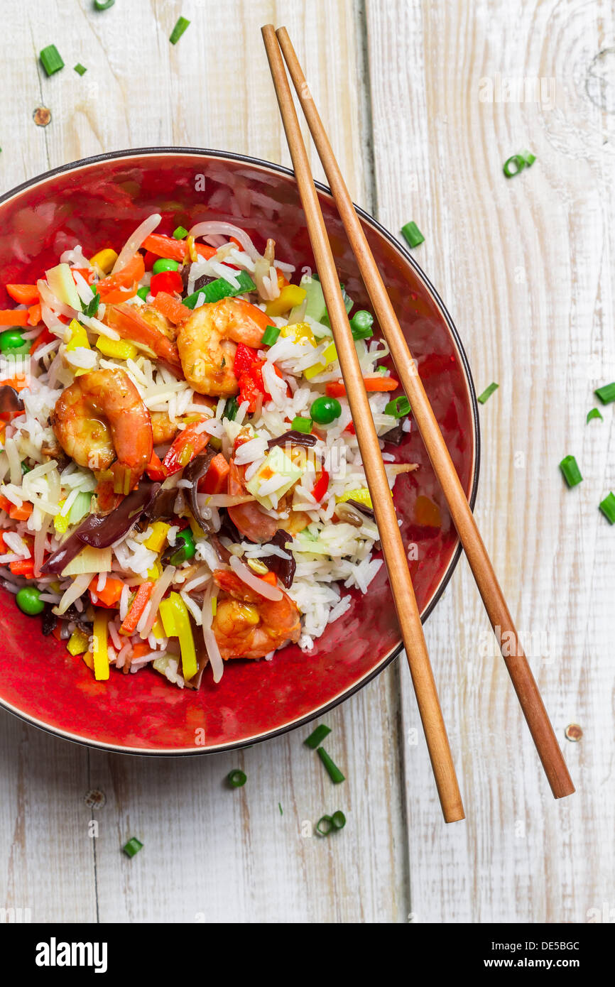 Chinese mix vegetables and rice Stock Photo - Alamy