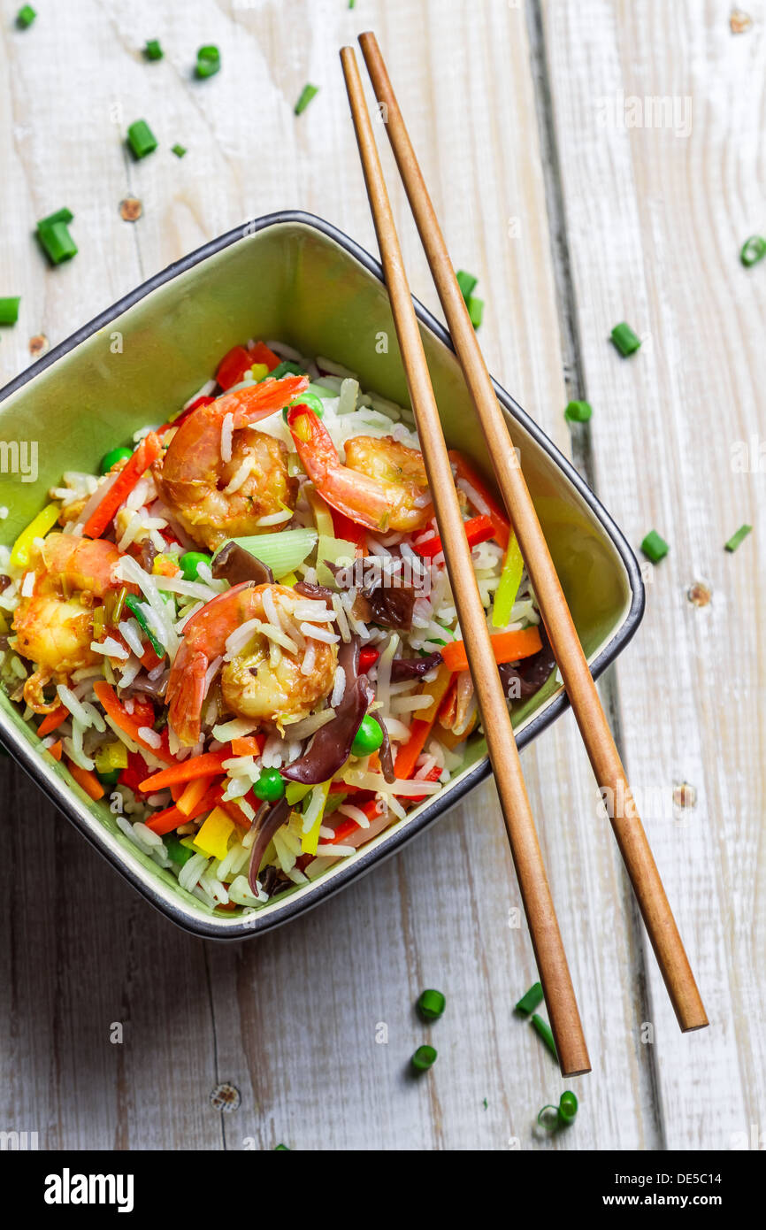 Chinese mix vegetables with rice and shrimp Stock Photo - Alamy