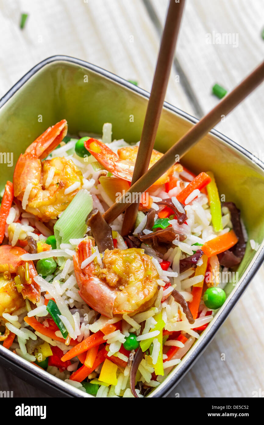 Mix vegetables with rice and shrimp Stock Photo - Alamy