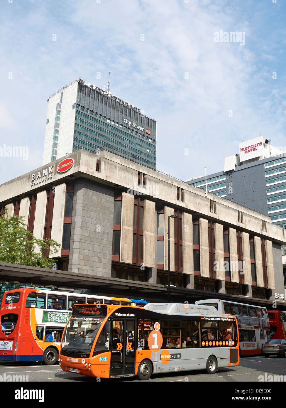 Metroshuttle bus in the city centre of Manchester UK Stock Photo - Alamy