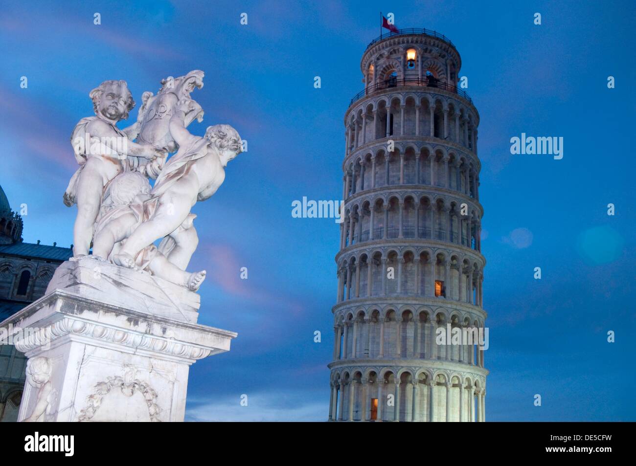 Italy, Tuscany, Pisa, Piazza dei Miracoli, Fontana dei Putti Statue ...