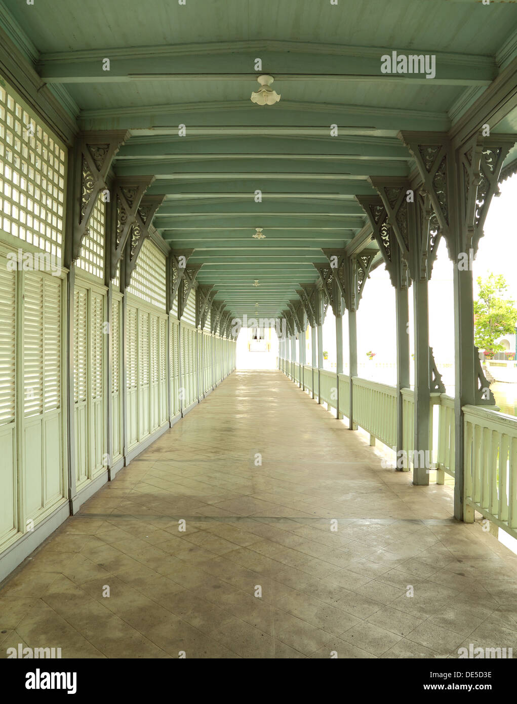 vintage walkway and old wooden wall Stock Photo - Alamy