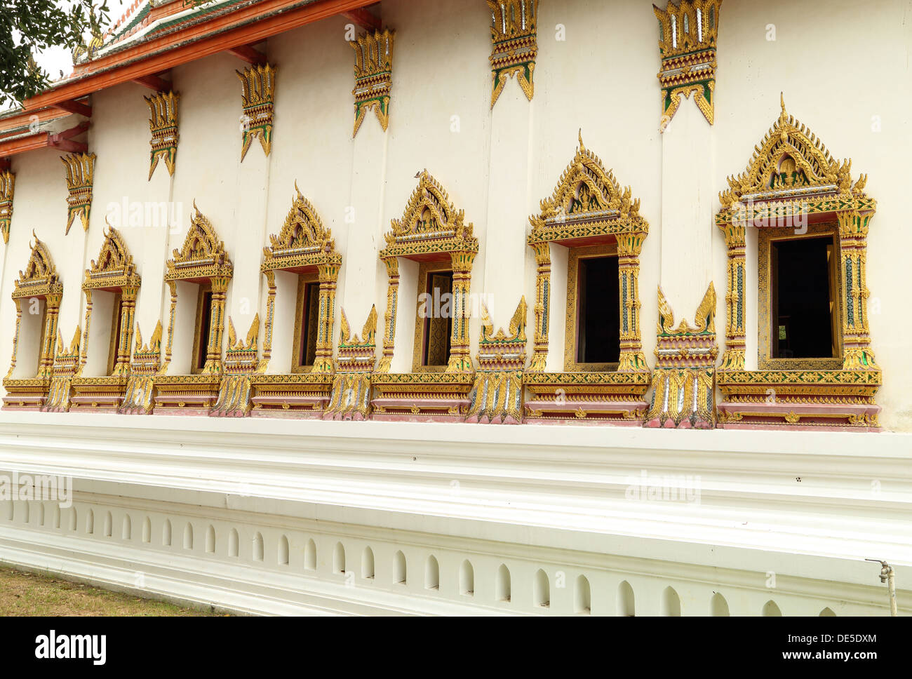 thai art windows in temple of thailand Stock Photo - Alamy