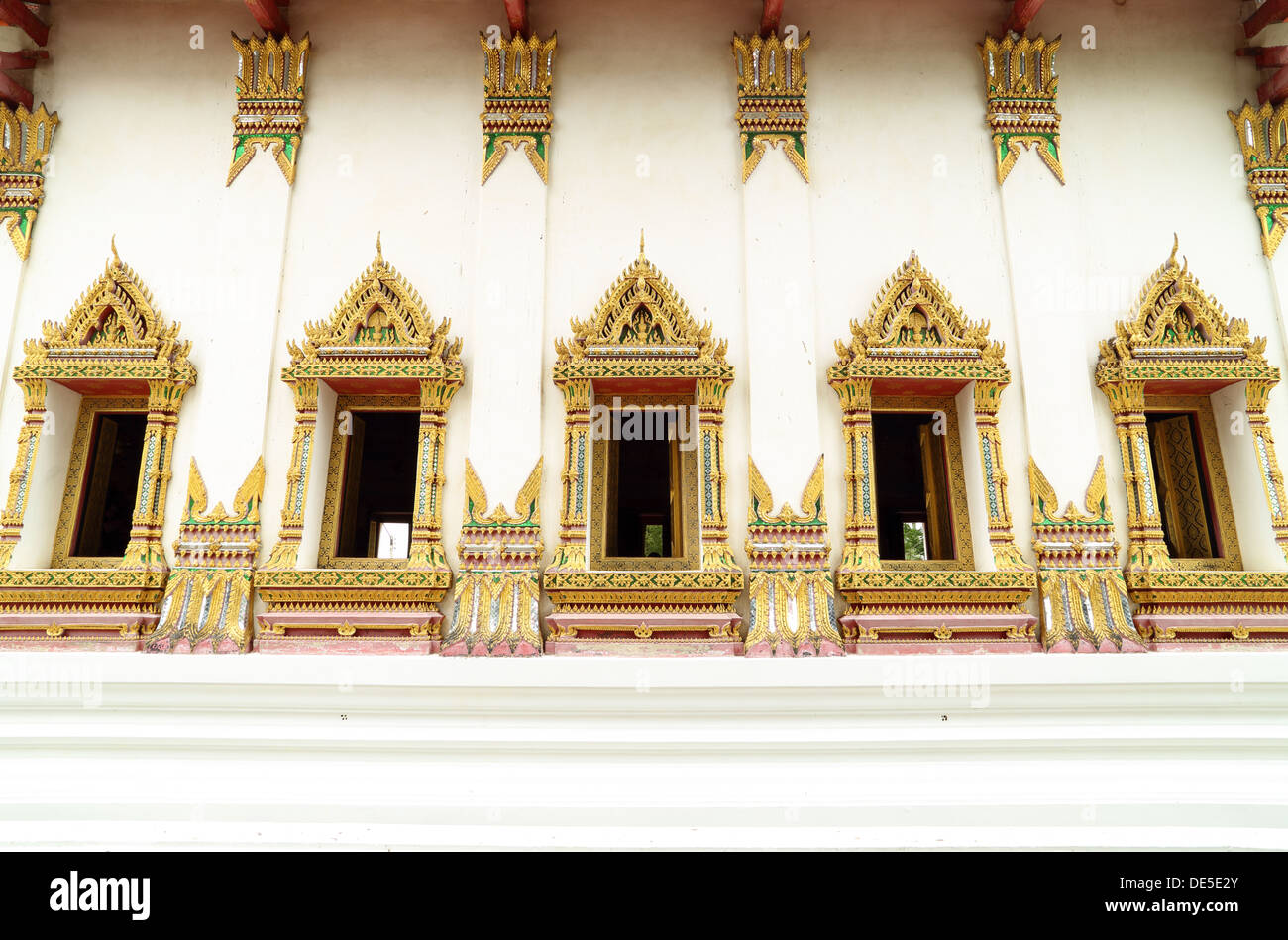 thai art windows in temple of thailand Stock Photo - Alamy