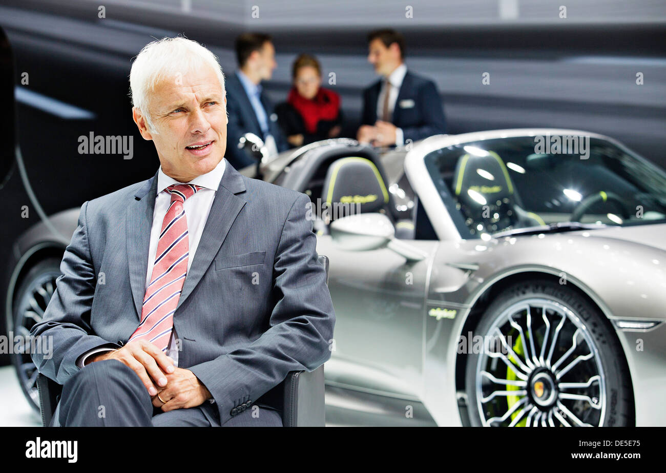 Porsche CEO Matthias Muller, Porsche 918 Spyder, 65th IAA International ...
