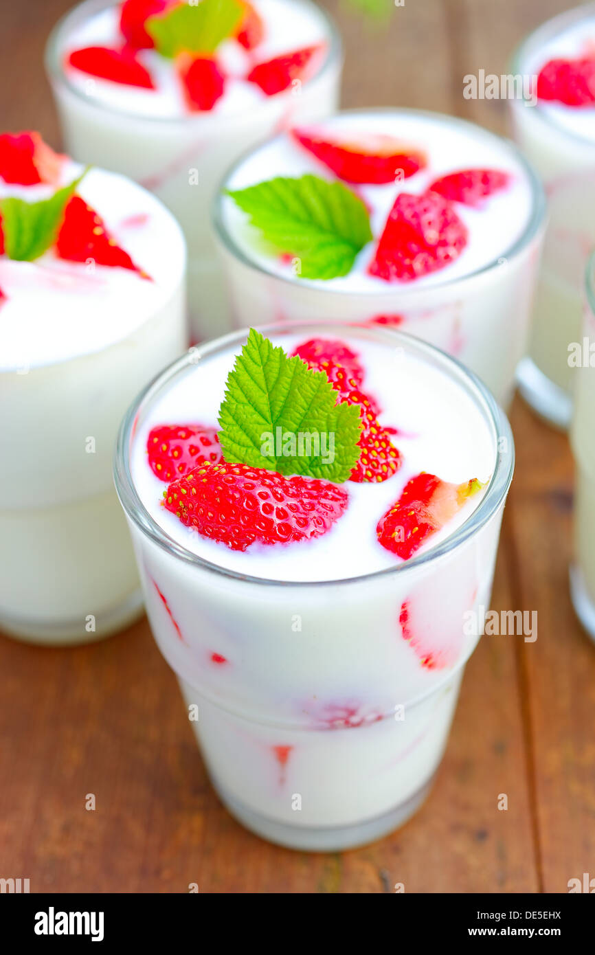 yogurt with strawberry Stock Photo - Alamy