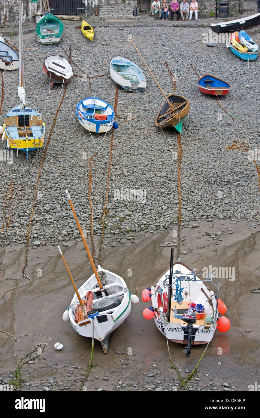 Harbour with fishing boats, Clovelly, Devon, England, UK Stock Photo ...