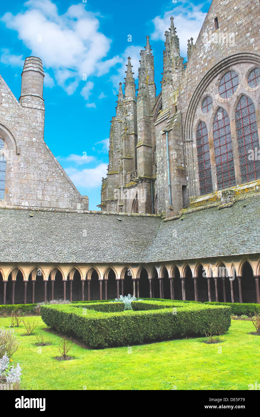 The monastery garden in the abbey of Mont Saint Michel. Normandy ...