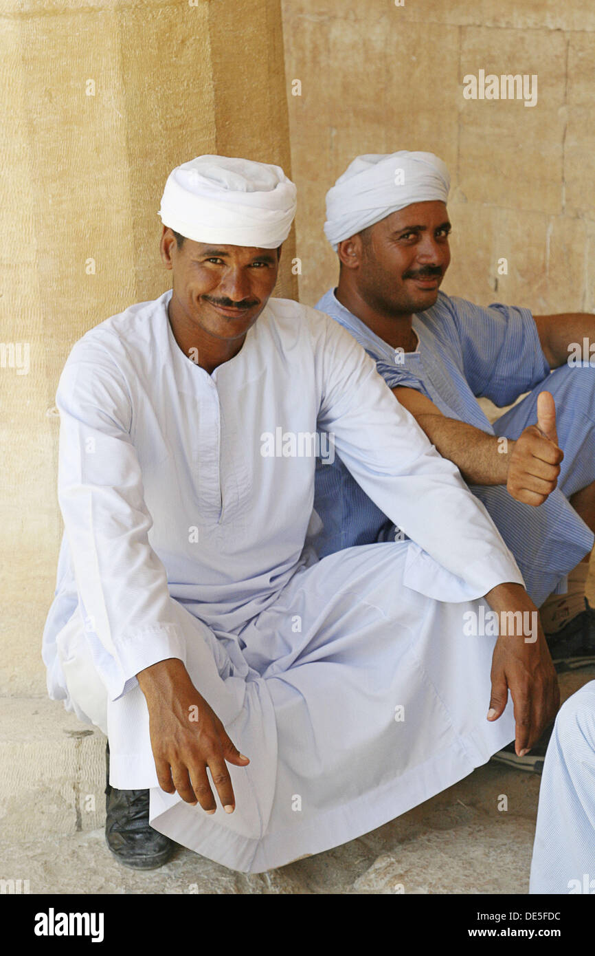 Upper Egyptian men at Temple of Queen Hatshepsut Deir el-Bahri, luxor ...