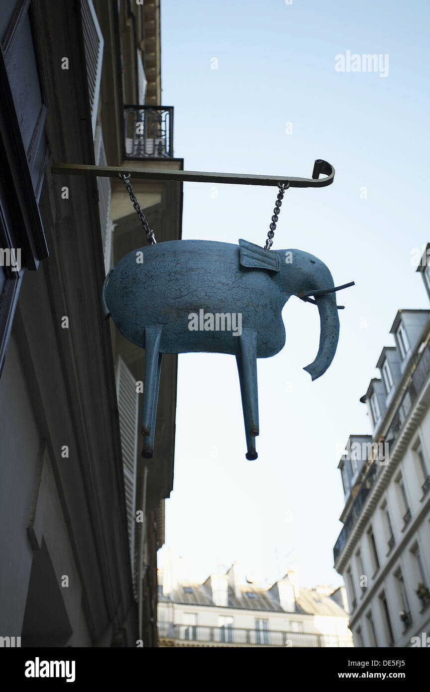Elephant on sign, Paris, France Stock Photo - Alamy