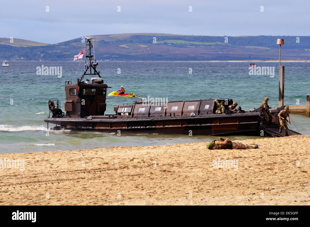 Demonstration of a beach landing and hostage rescue mission by British ...