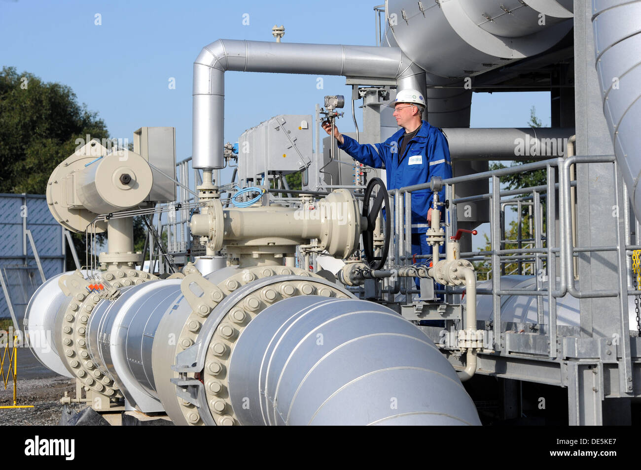 Cavern engineer Thomas Freese inspects the connection to gas pipes of ...