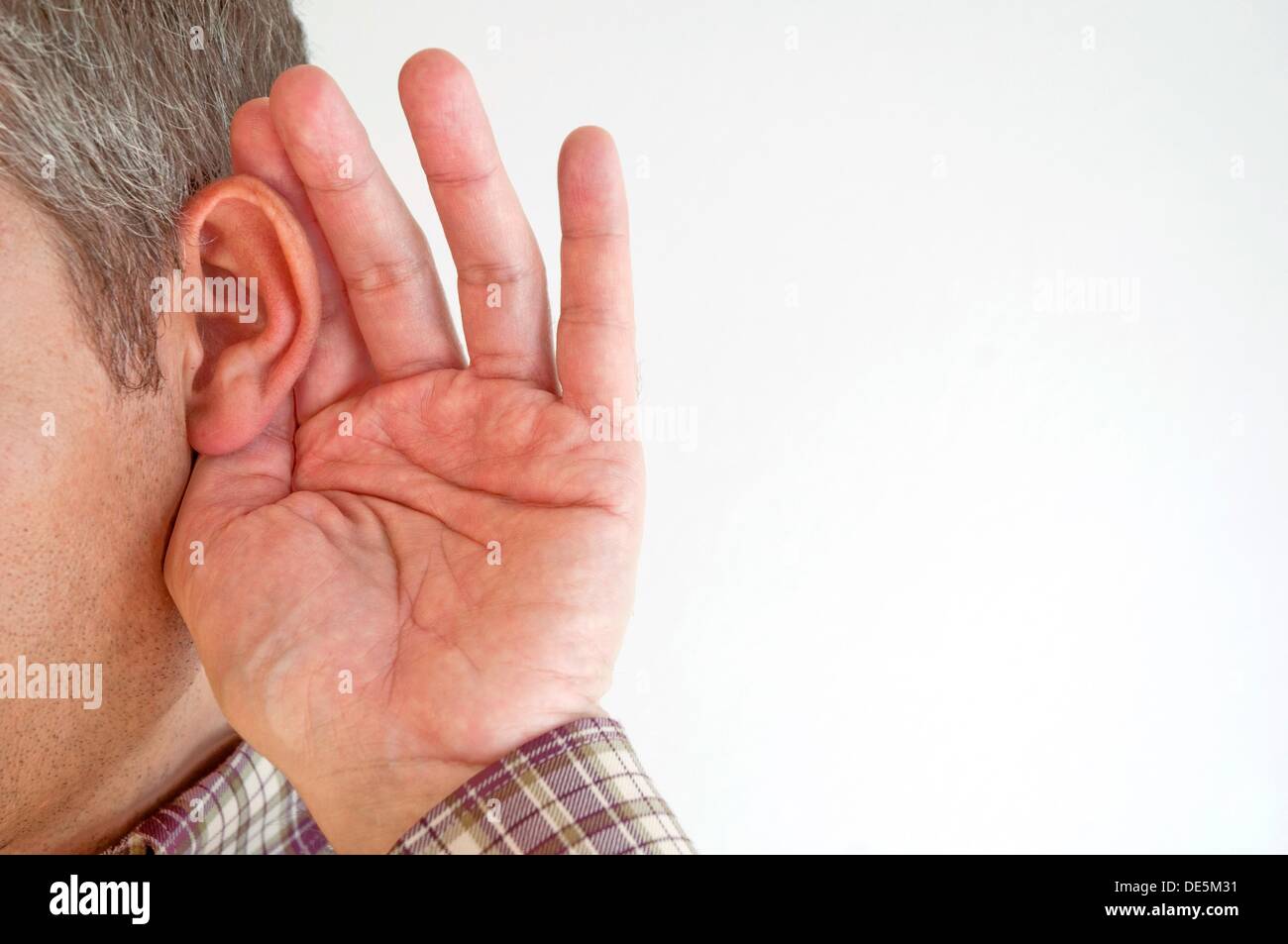 Hand cupped ear hi-res stock photography and images - Alamy
