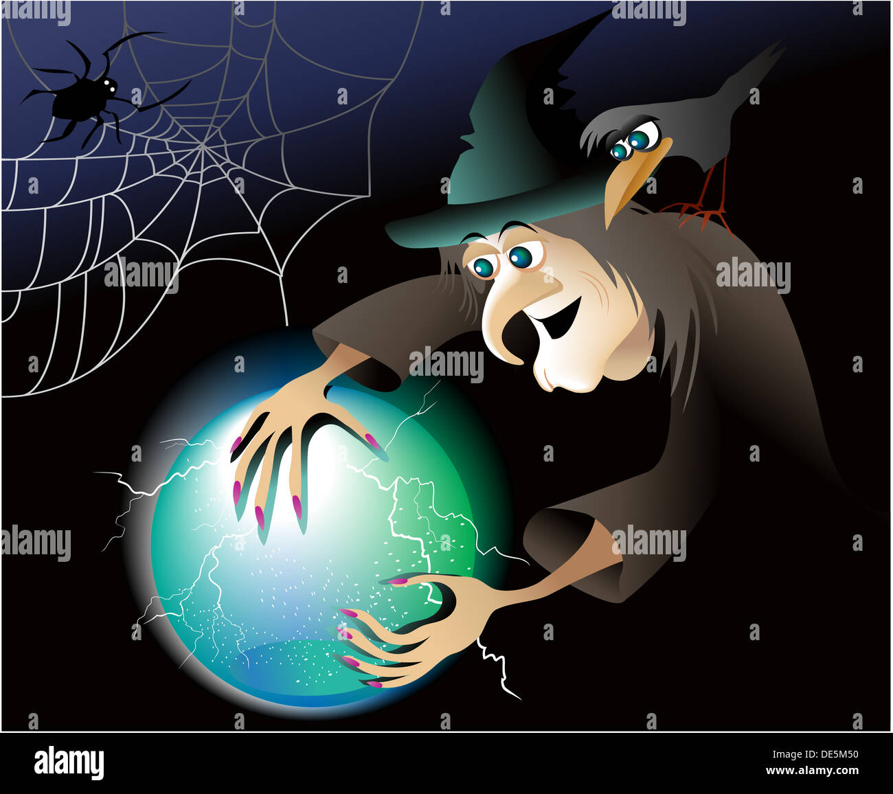 Halloween witch with magic ball Stock Photo - Alamy