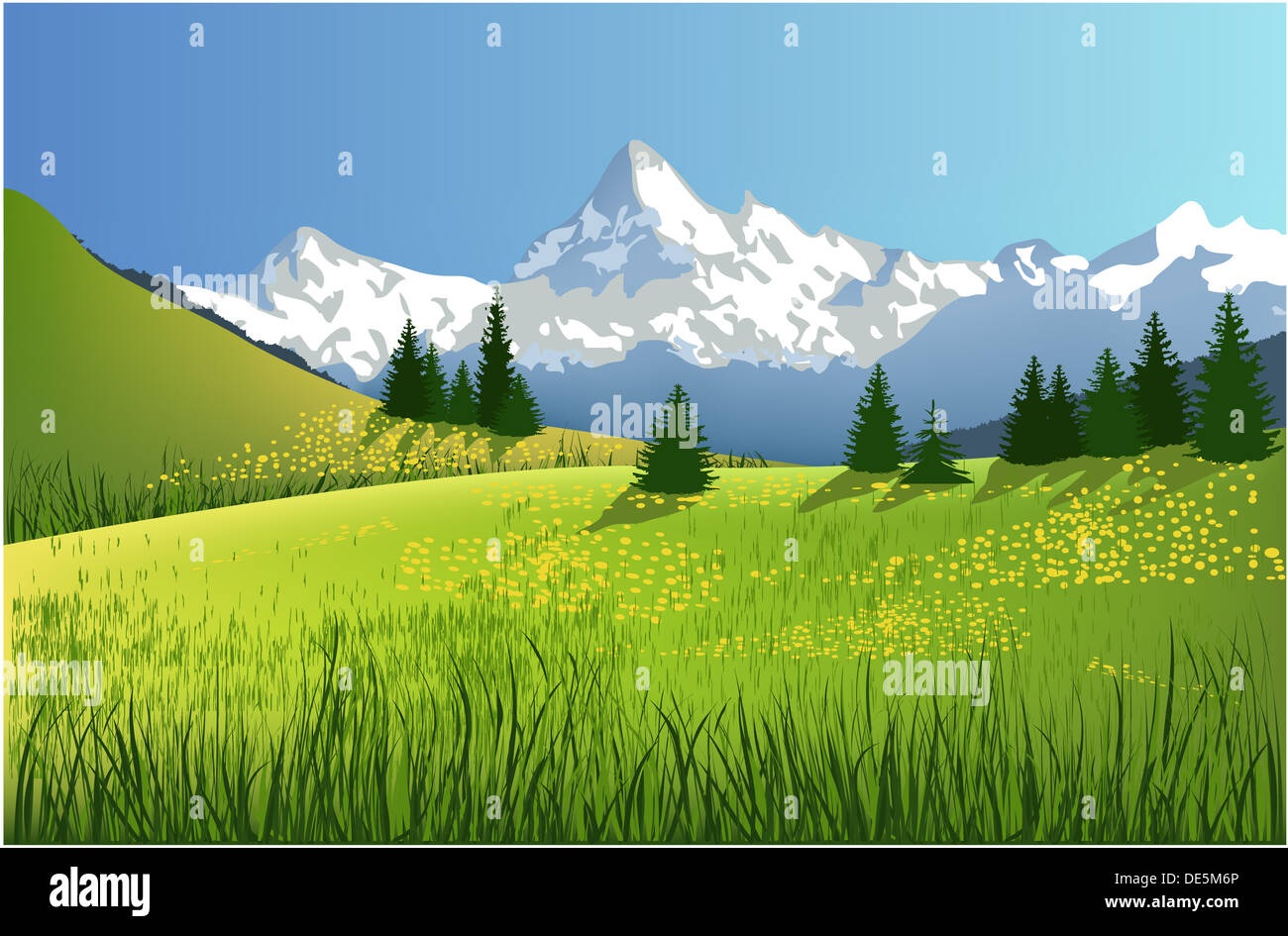 Rural landscape with mountains Stock Photo - Alamy