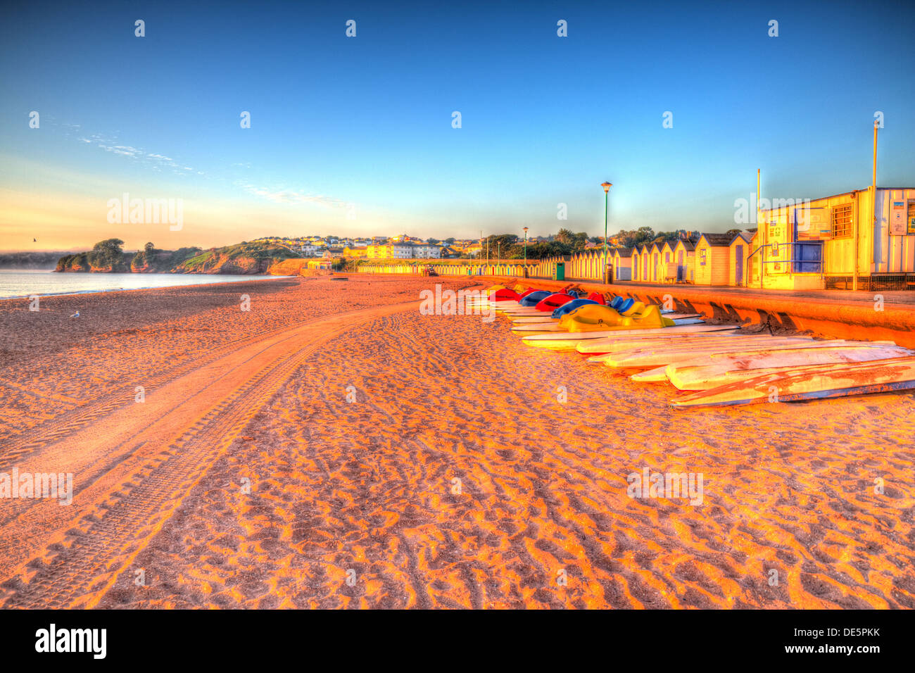 Goodrington sandy beach near Paignton Devon with golden sand and blue ...