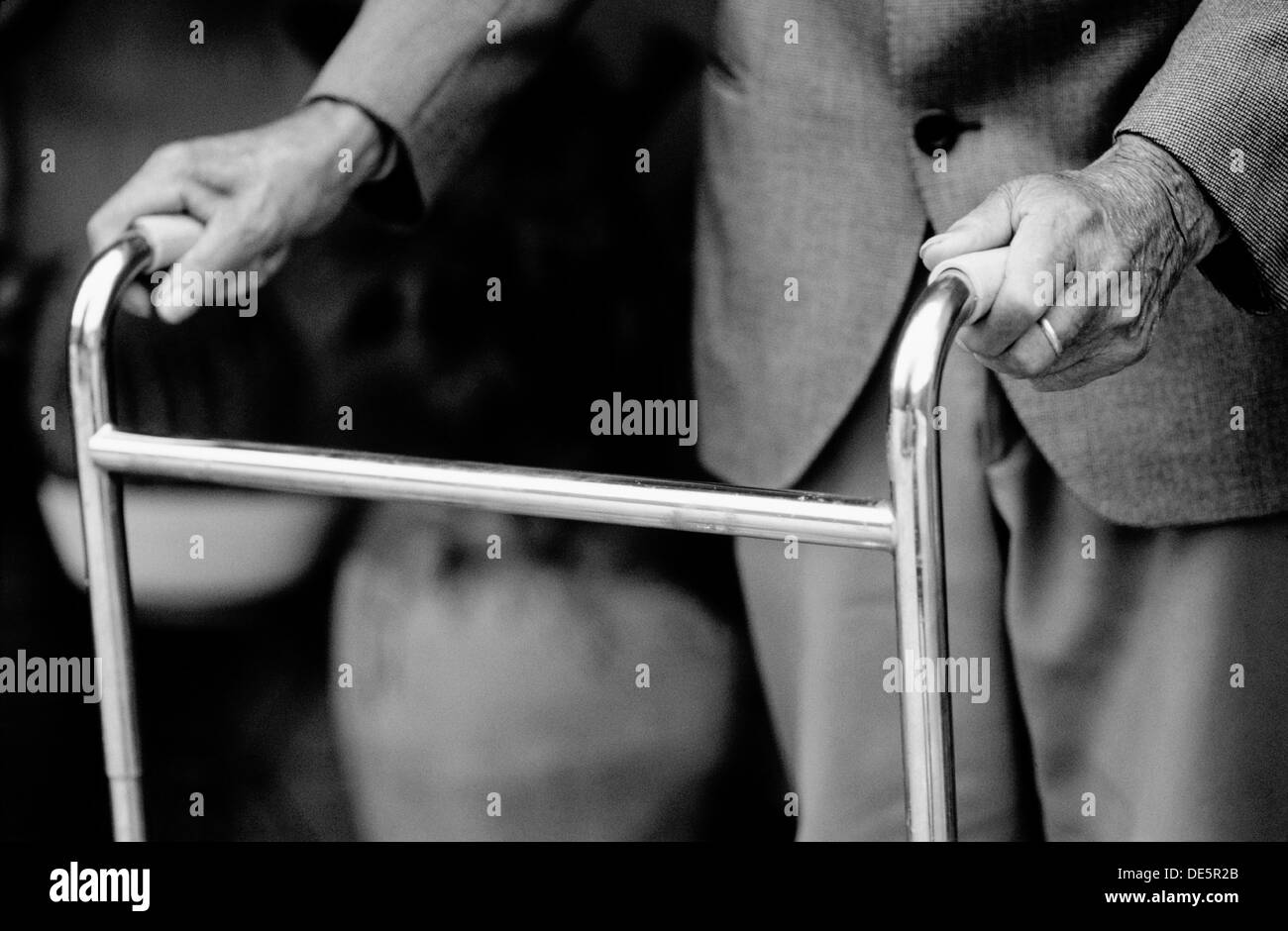 Senior man standing walking frame hi-res stock photography and images ...