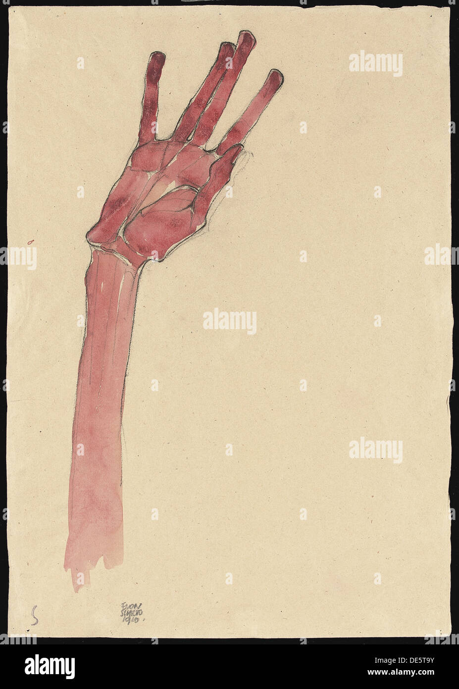 Raised red hand, 1910. Artist: Schiele, Egon (1890–1918 Stock Photo - Alamy
