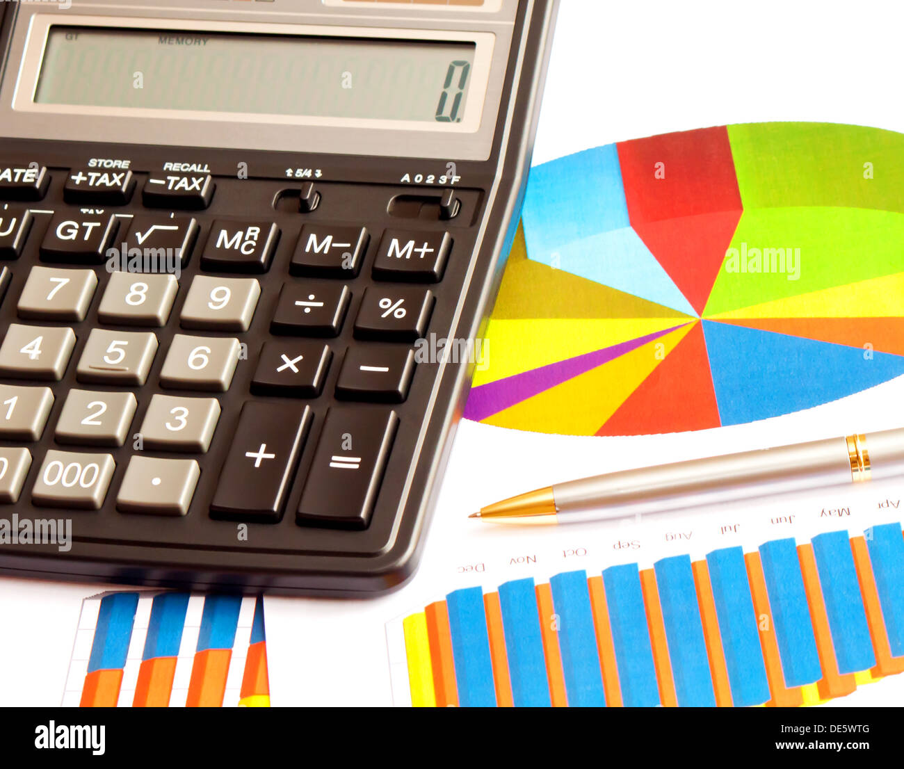 Business picture: calculator and financial graphs Stock Photo - Alamy