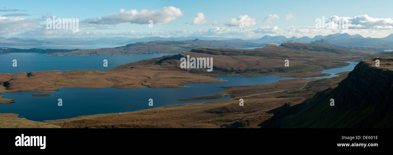 Loch Leathan, the Isle of Raasay and the Cuillin hills from the Storr ...