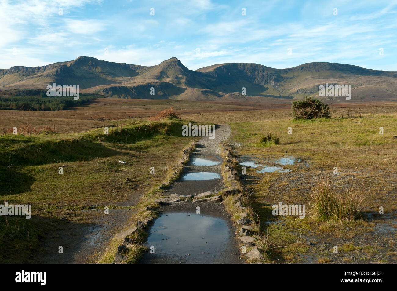 Trotternish Ridge from an old railway track at the abandoned diatomite ...