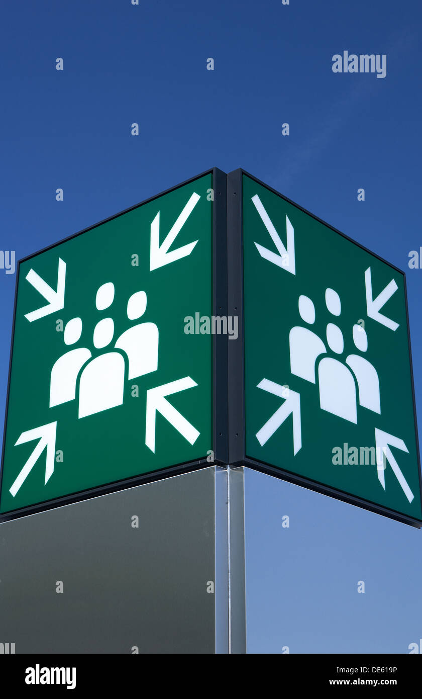 Schoenefeld, Germany, the sign for a central rallying point Stock Photo ...