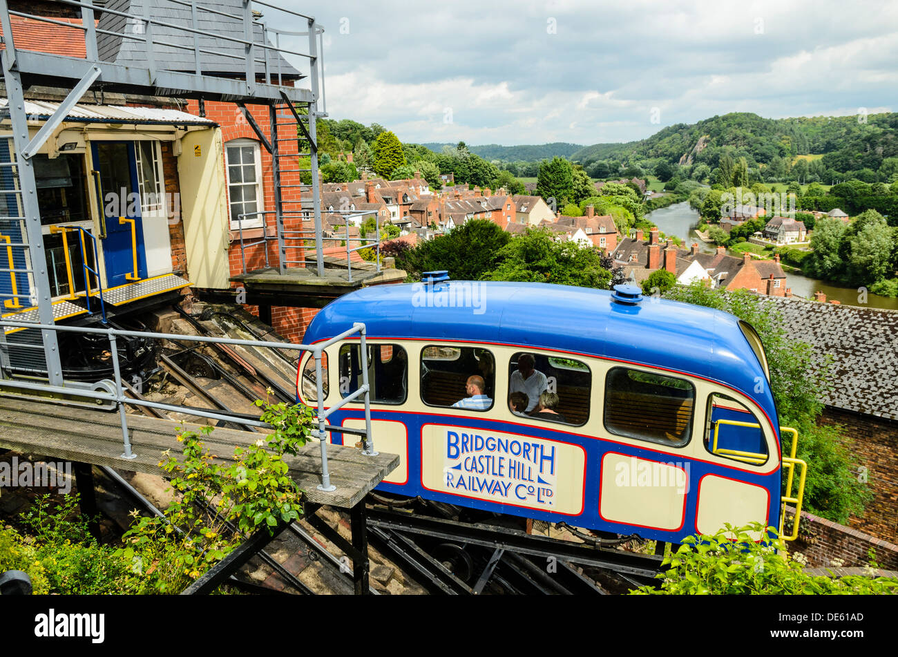 The upper station of the Cliff Railway at Bridgnorth, Shropshire Stock ...