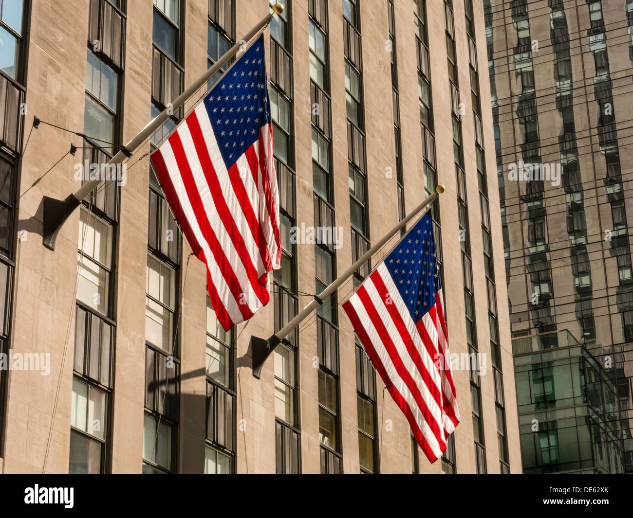 American Flags on display, Rockefeller Center in New York City Stock ...