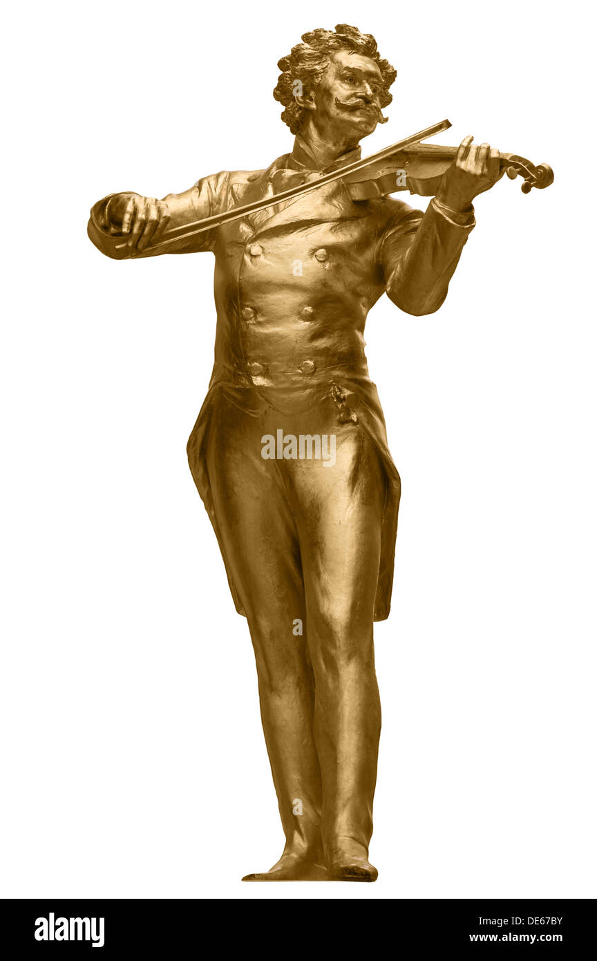 Johann Strauss Golden Statue in Vienna StadtPark isolated on white ...