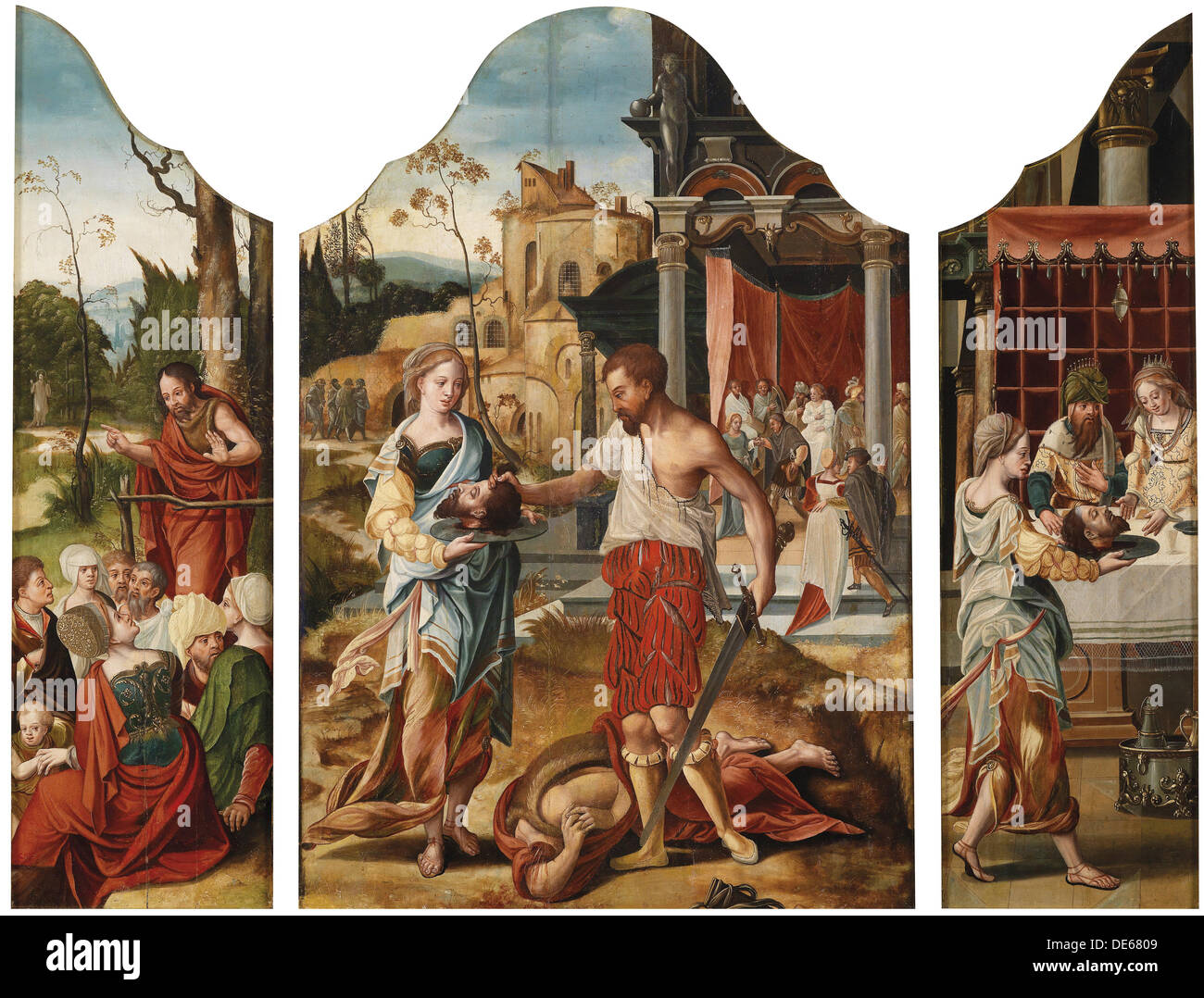 Triptych with scenes from the life of Saint John the Baptist, ca 1530. Artist: Master of the ...