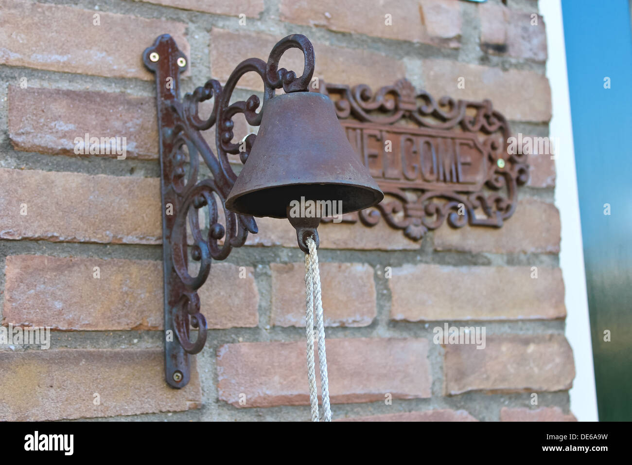 Old door bell on a brick wall Stock Photo - Alamy
