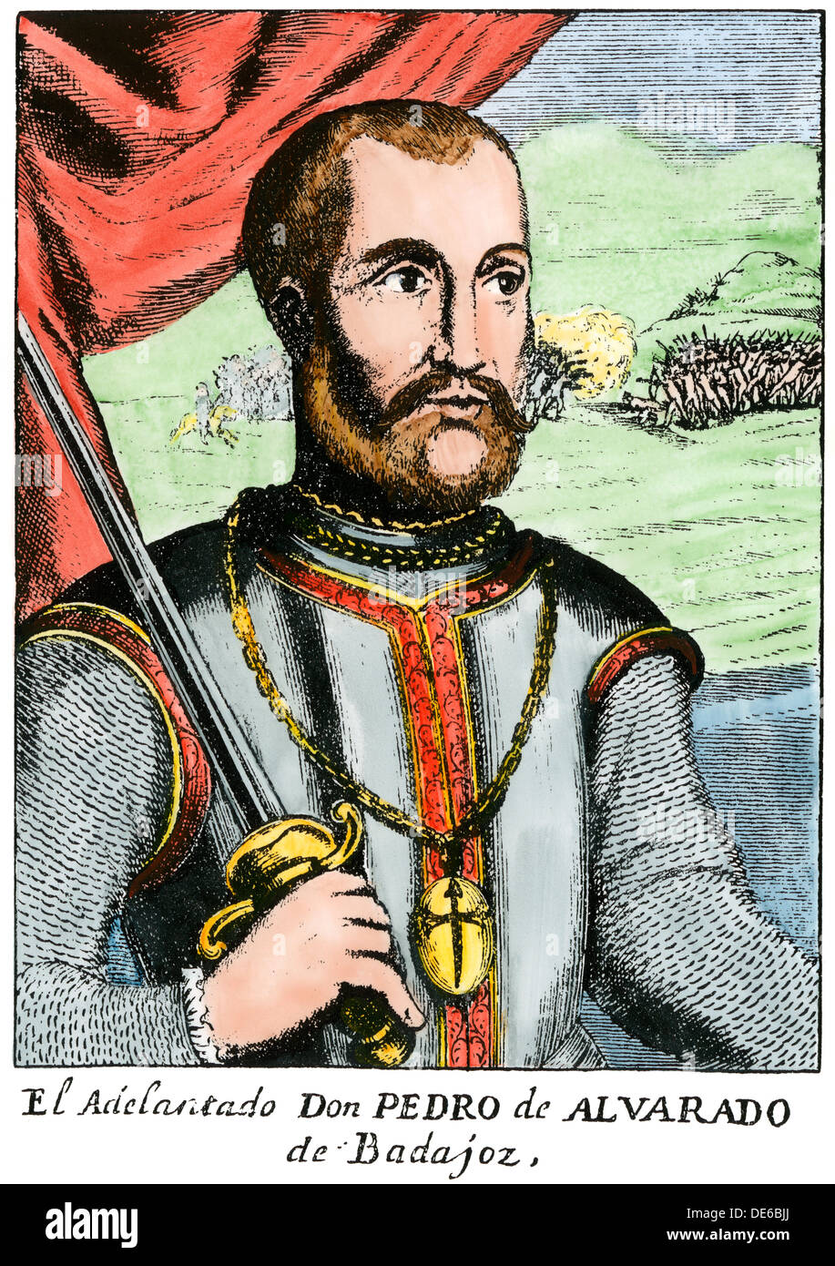 Don Pedro de Alvarado de Badajoz, Spanish conqueror of Cuba. Hand ...