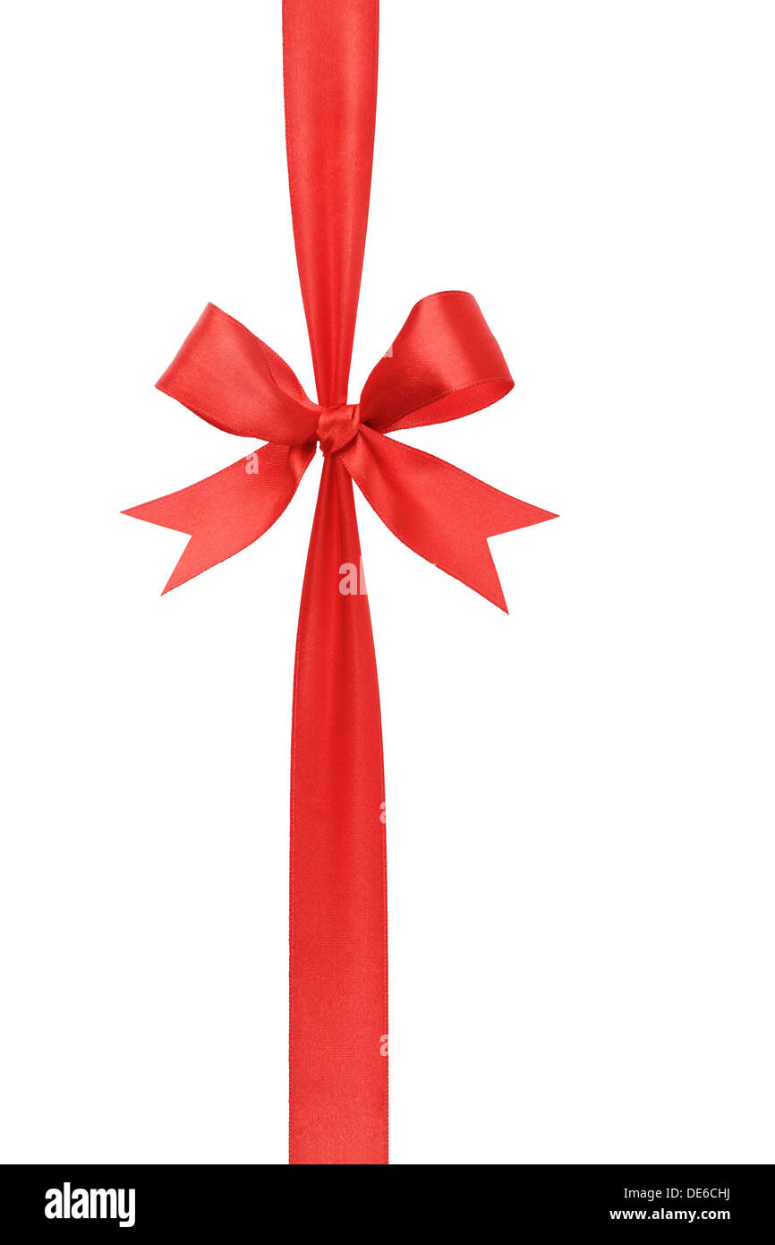 red handmade ribbon with bow, isolated on white Stock Photo - Alamy