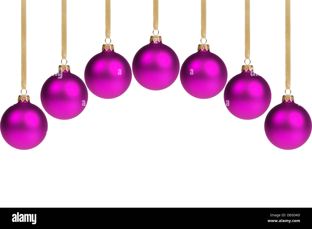 arc from purple christmas balls, with white background Stock Photo - Alamy
