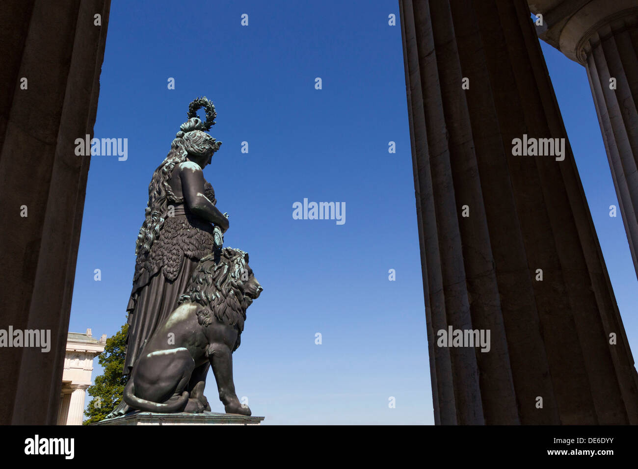 Bavaria Statue by Ferdinand von Miller, and columns of the Ruhmeshalle ...