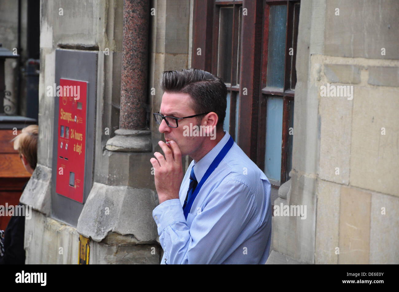White man smoking on lunch break Stock Photo - Alamy