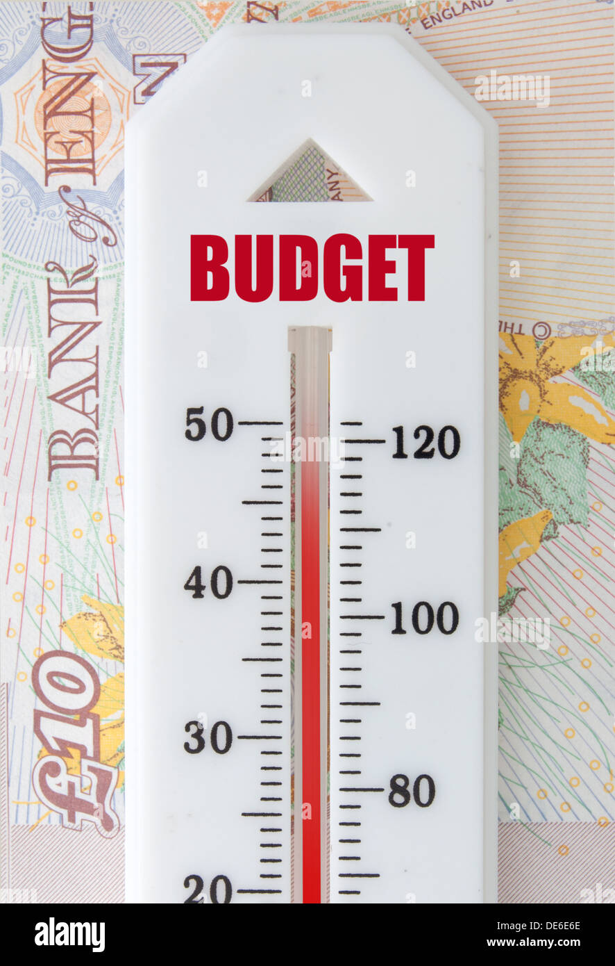 Budget concept, thermometer on banknotes Stock Photo - Alamy