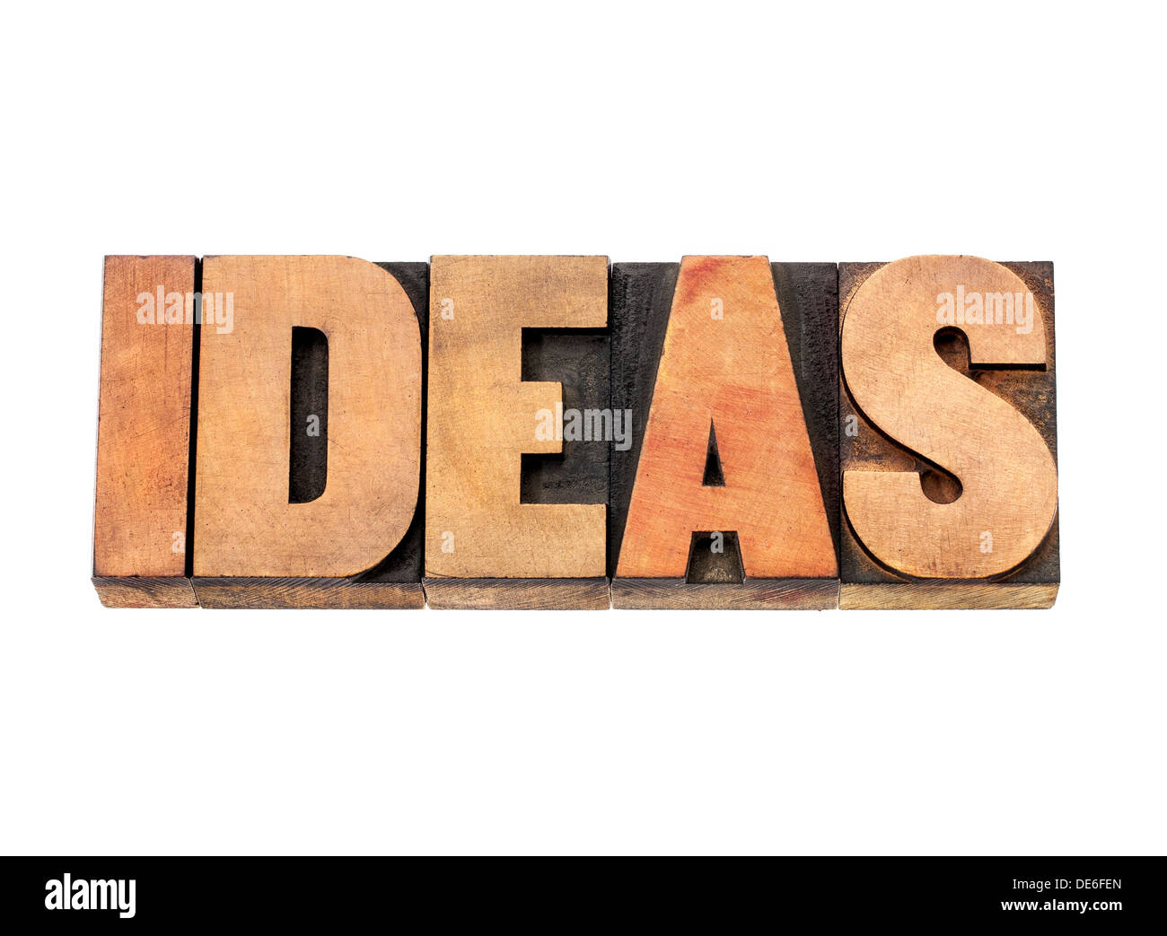 ideas word - isolated text in letterpress wood type Stock Photo - Alamy
