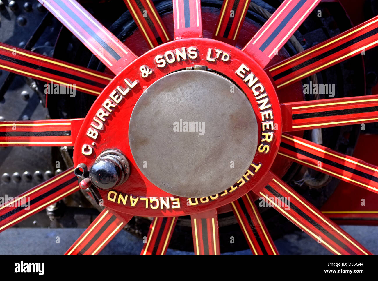 Vintage steam traction engine wheel hub detail "G Burrell & Sons ...