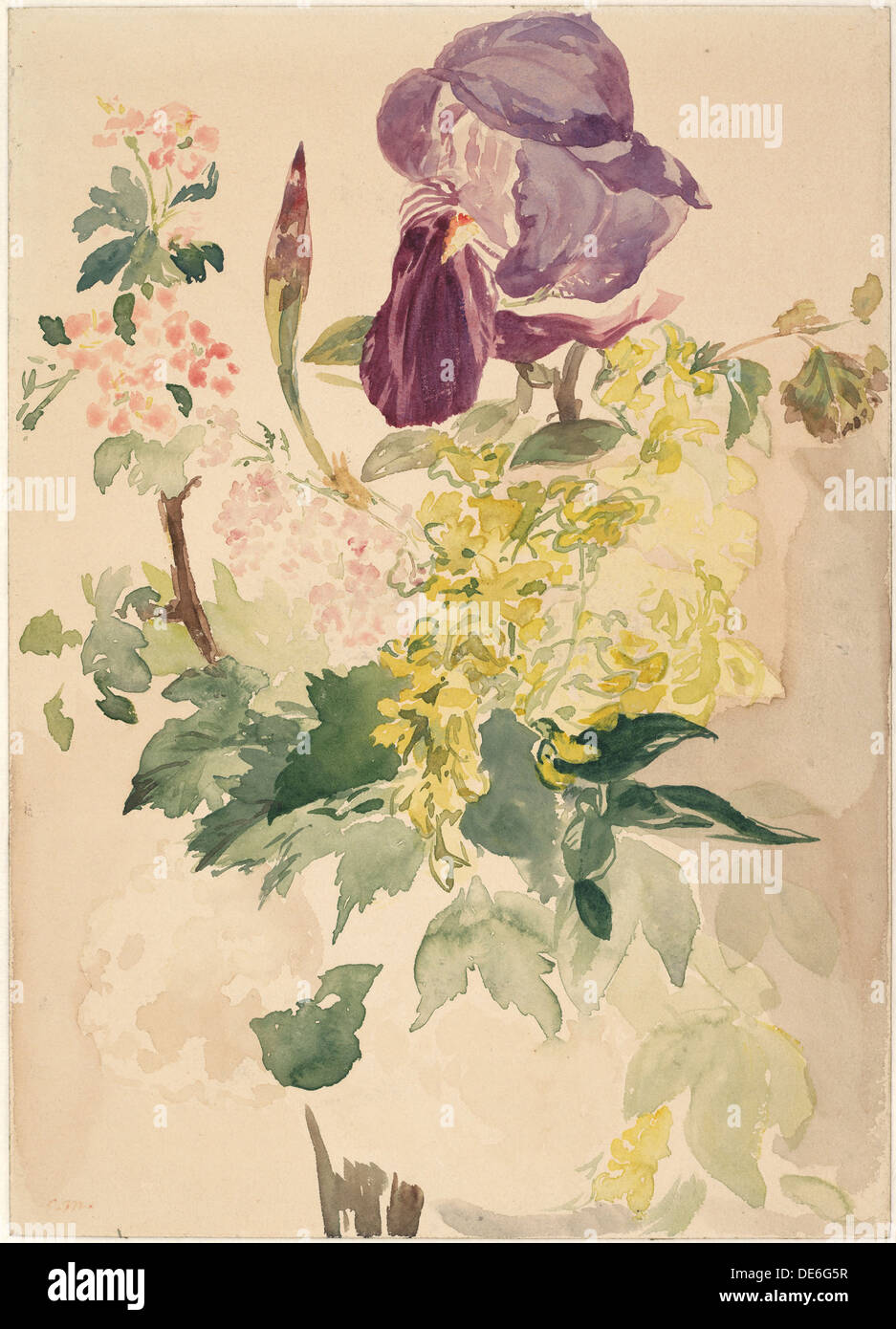Flower Piece with Iris, Laburnum, and Geranium, 1880. Artist: Manet ...