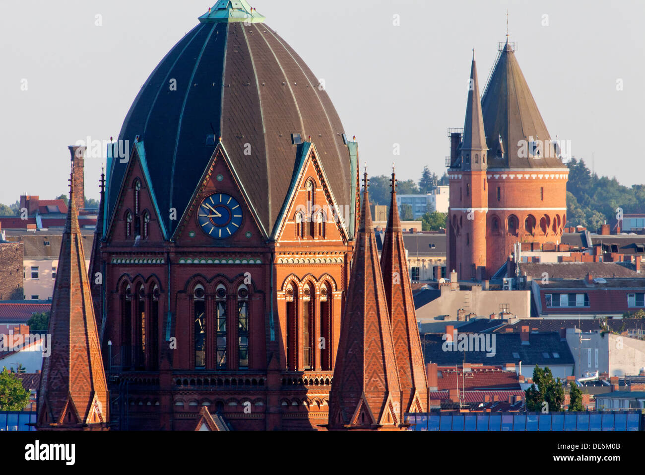 Berlin, Germany, Kreuzberg, Holy Cross Church and the water tower ...