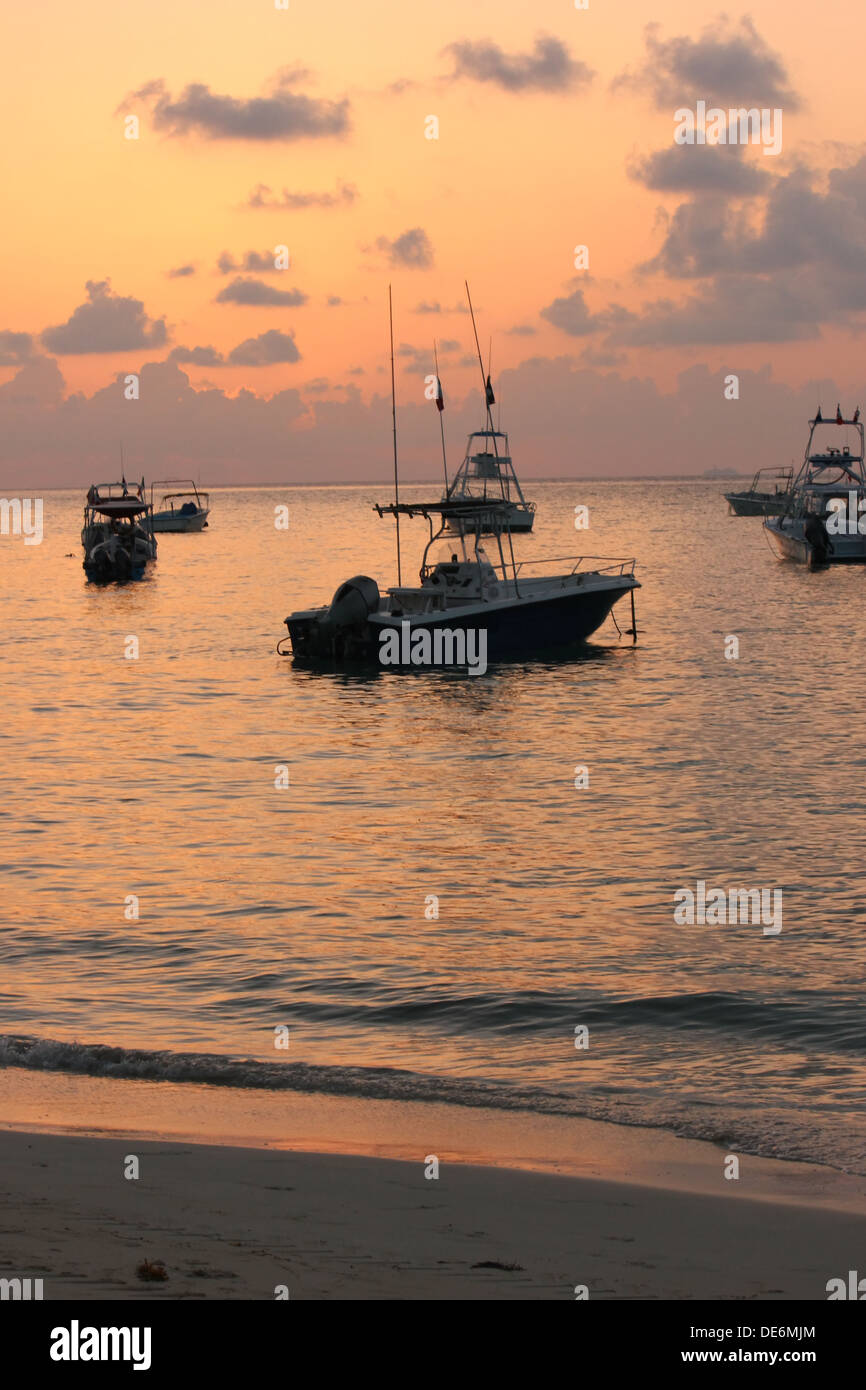Sunrise on a Caribbean bech in Okaya del Carmen, Mexico Stock Photo - Alamy