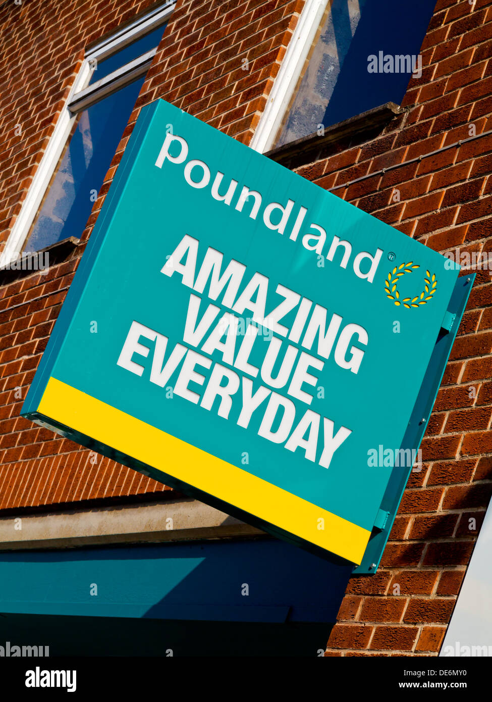Poundland sign outside budget high street shop in Belper Derbyshire ...