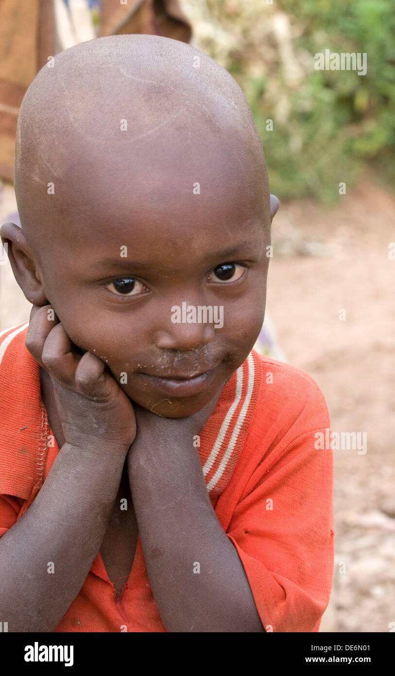 Young Rwandan boy child sweetly and patiently accept being photographed ...