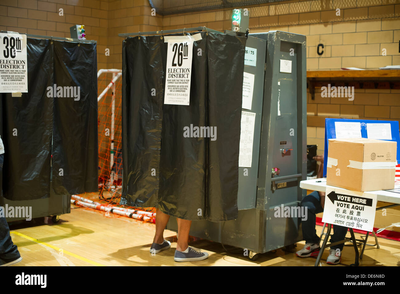 New Yorkers vote on Primary Day in the gym of PS 33 in the New York ...