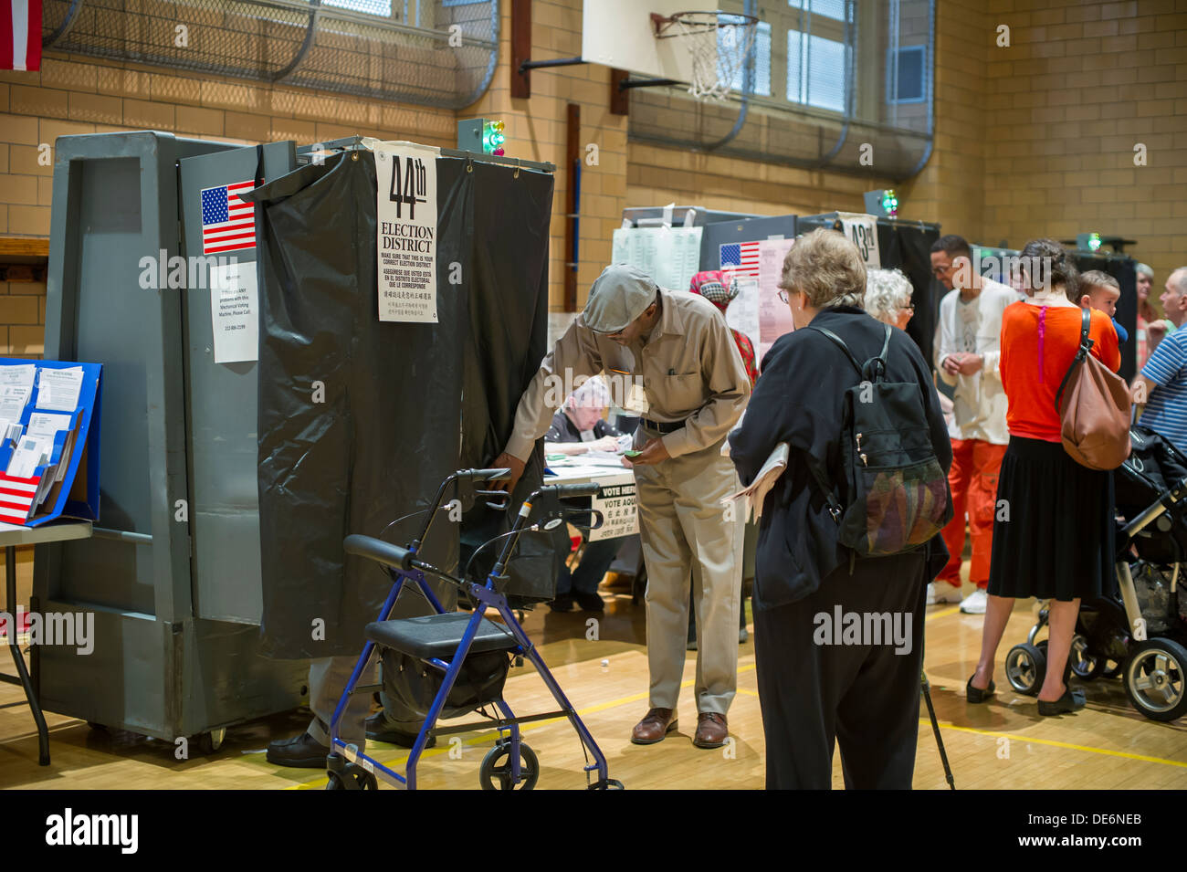New Yorkers vote on Primary Day in the gym of PS 33 in the New York ...