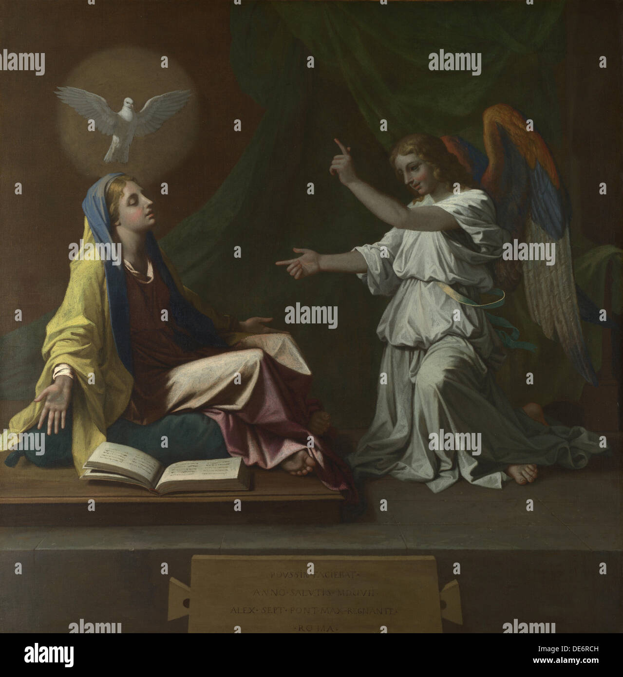 The Annunciation, 1657. Artist: Poussin, Nicolas (1594-1665 Stock Photo ...